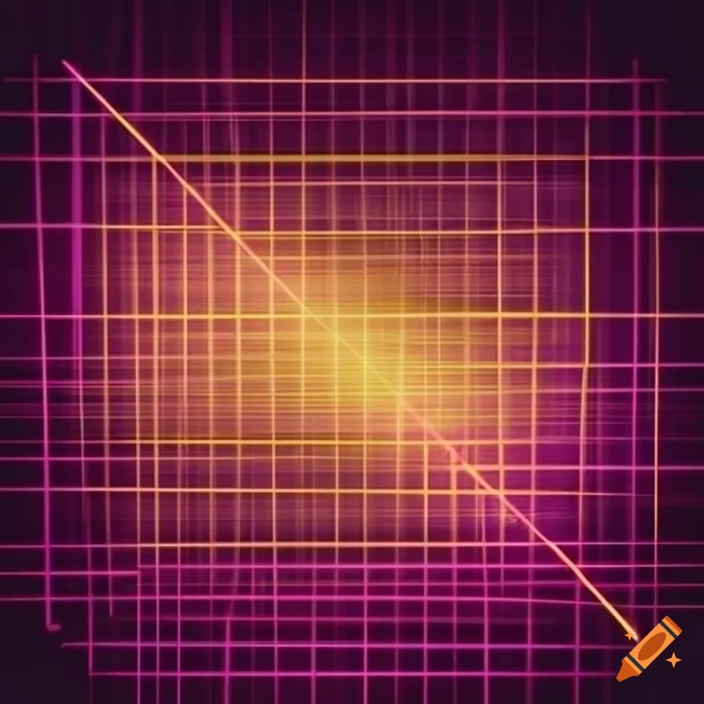 Neon grid on a pink and gold background
