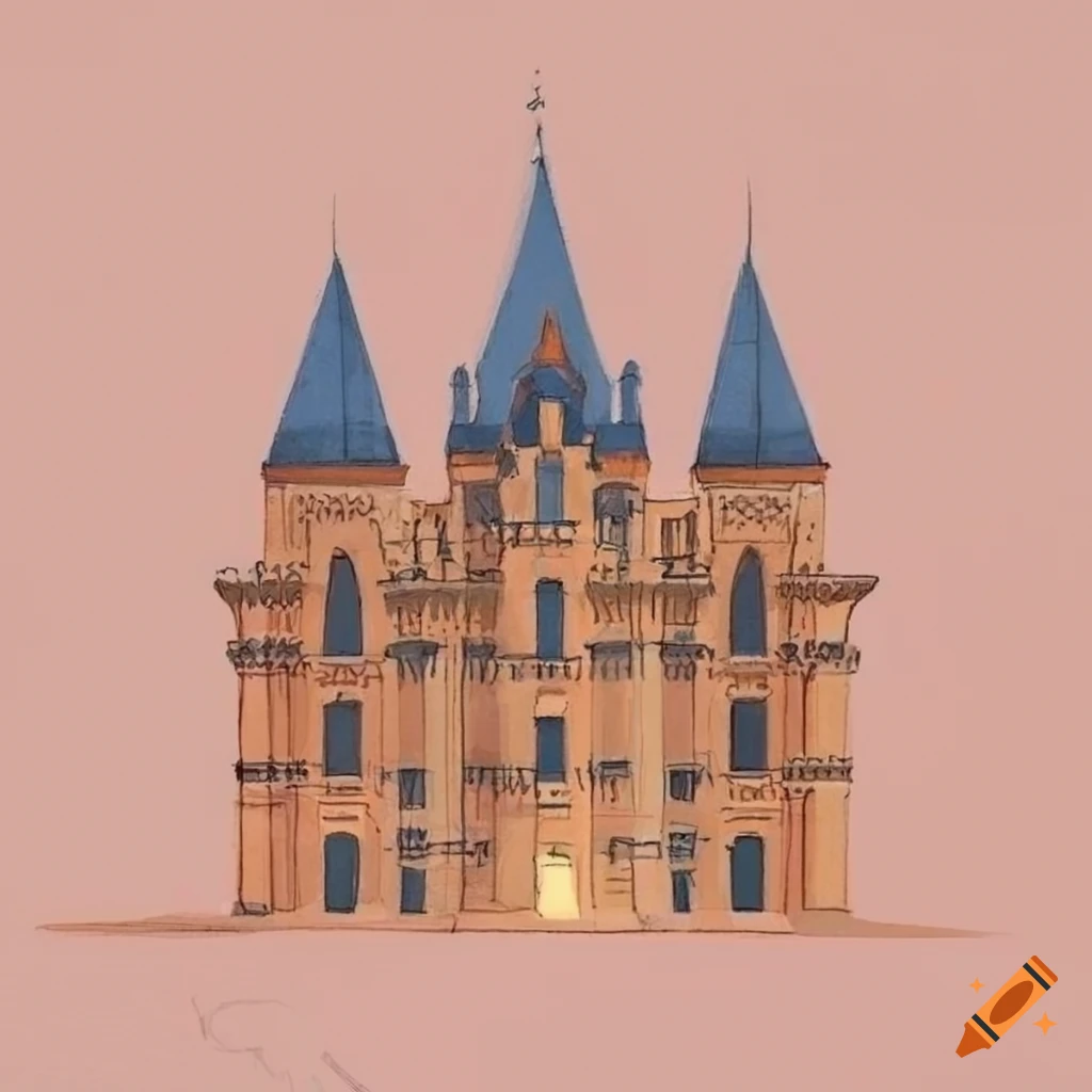 Drawing of a french renaissance castle facade