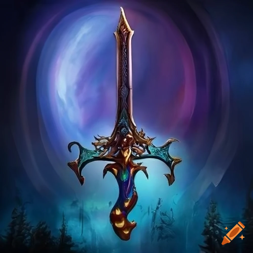 Artwork of a legendary enchanted sword on Craiyon