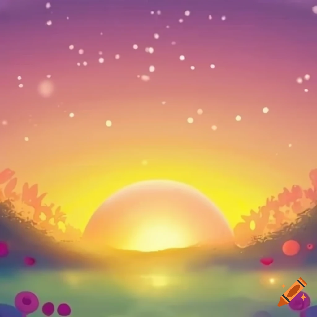 Charming sunrise background for a children's storybook