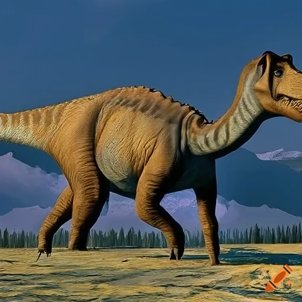 Detailed image of a hadrosaurus dinosaur on Craiyon