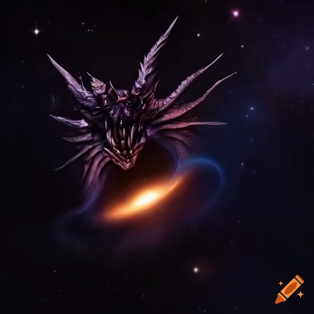 Image of a majestic space dragon with flaming wings on Craiyon