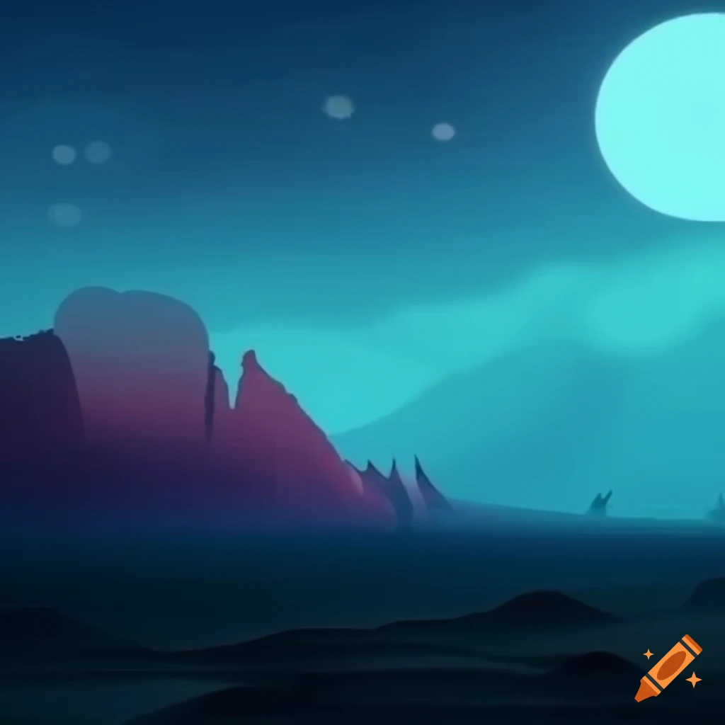 Lyric video background landscape cartoon on Craiyon