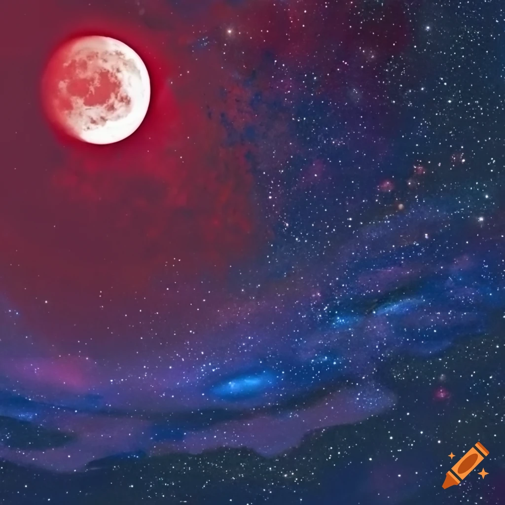 Crescent moon with red stars on Craiyon