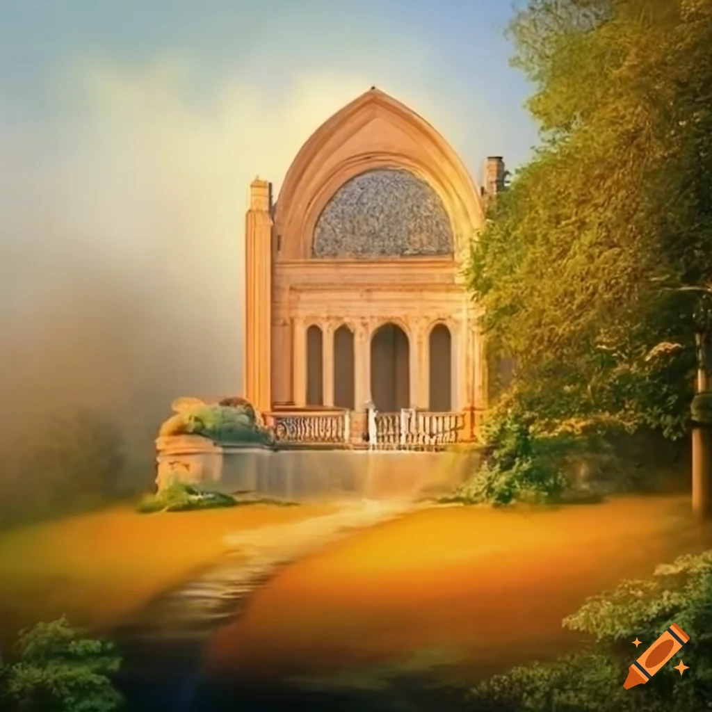 Monet-inspired baroque landscape painting on Craiyon