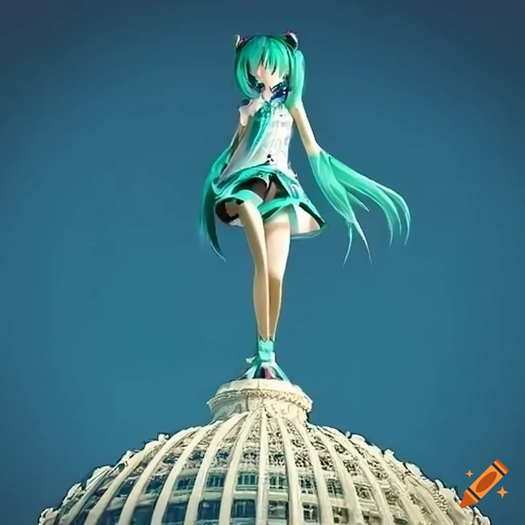Detailed illustration of hatsune miku on the u.s. capitol building on ...