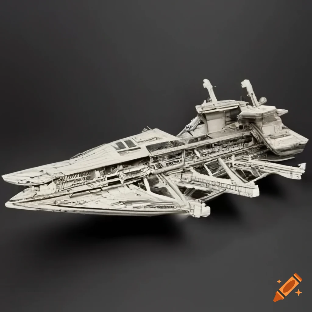 Sci-fi fantasy illustration of a space cruiser with crossbar truss on ...