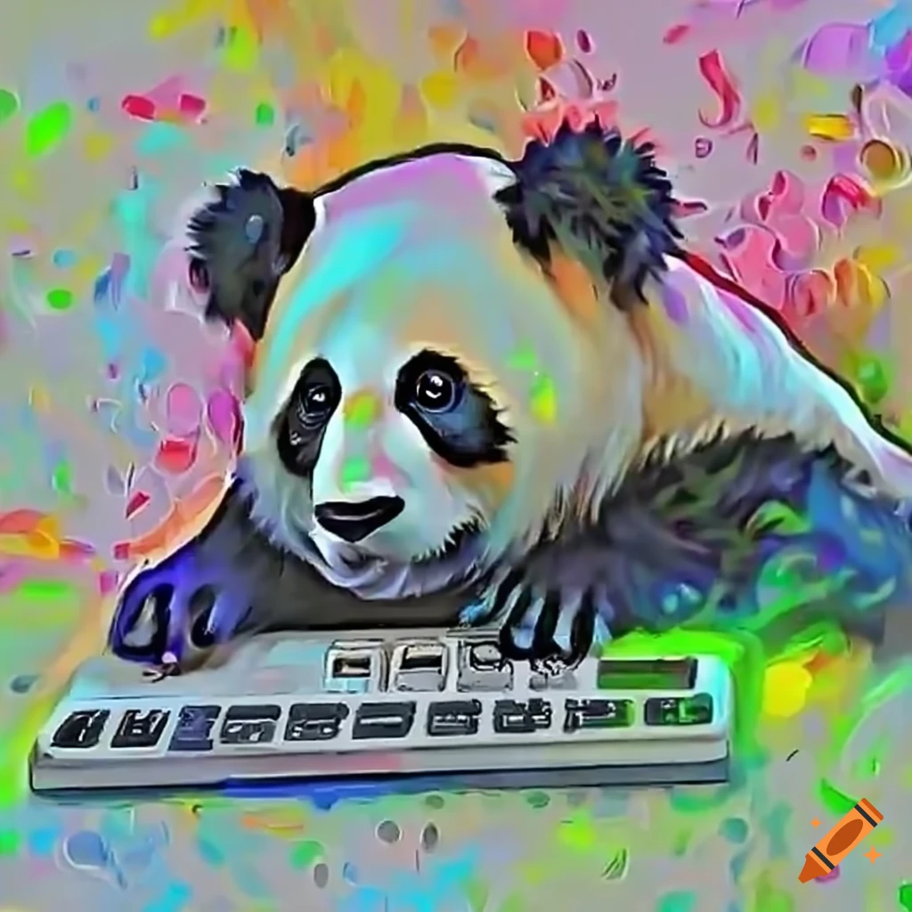 Panda coding on keyboard on Craiyon