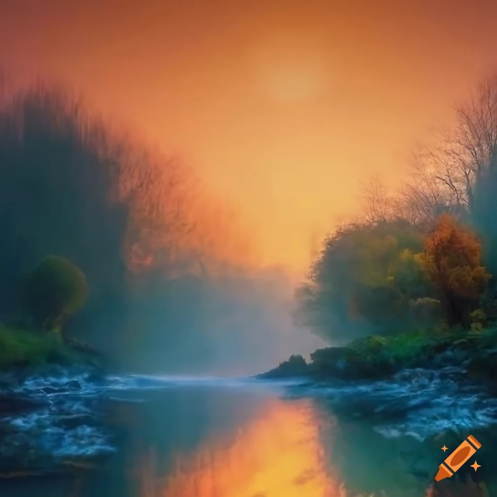 Monet-inspired painting of a watercourse and baroque balcony on Craiyon