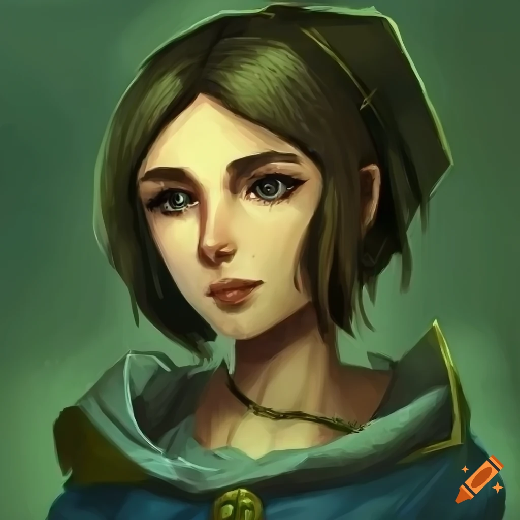 Portrait of a peasant girl in magic the gathering style on Craiyon