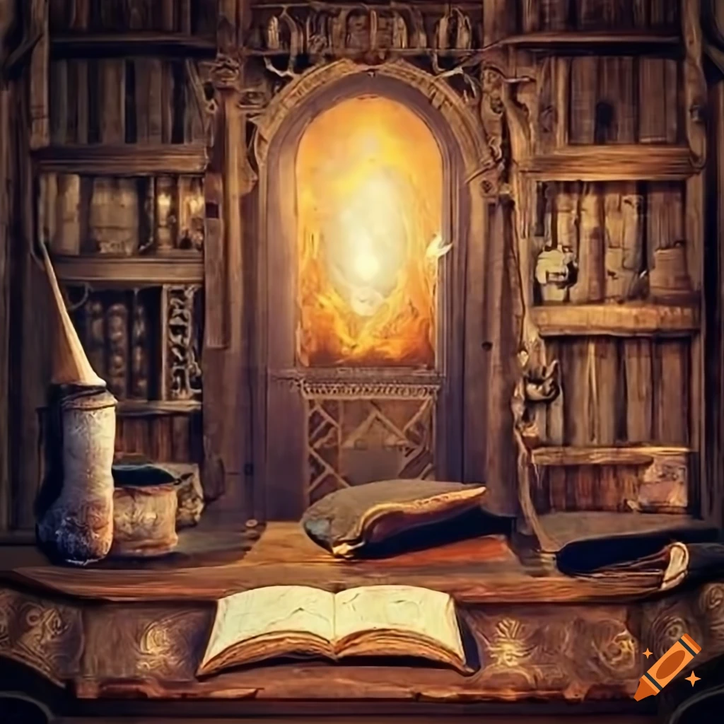 Image of an ancient wizard's study on Craiyon