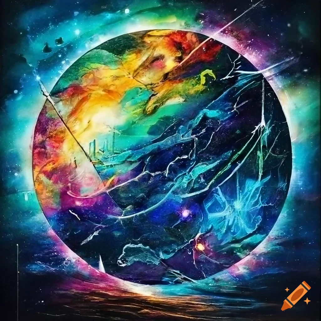 Stained glass illustration of celestial bodies on Craiyon