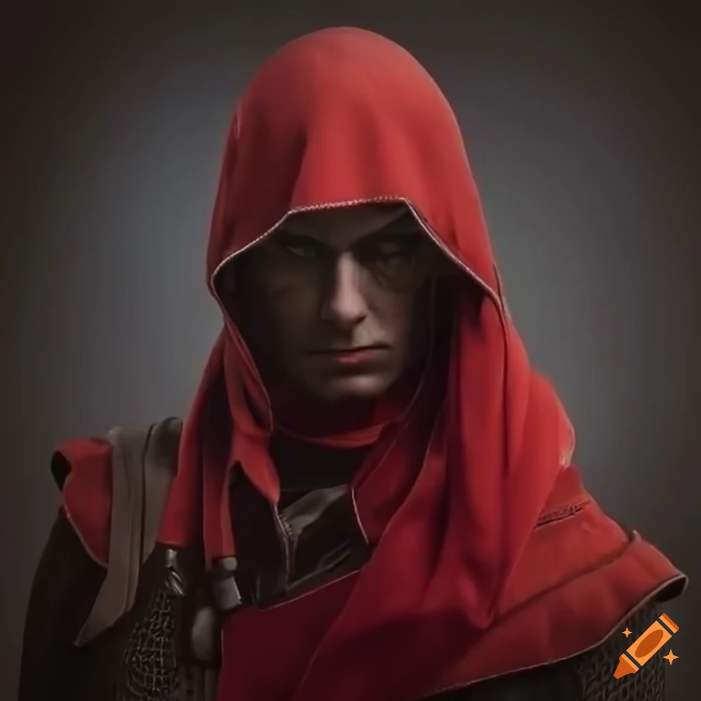 Portrait of a mystical man with a medieval hood on Craiyon