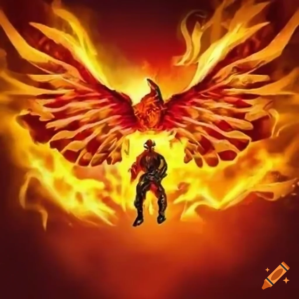Image of a phoenix hero with fire and ice powers on Craiyon