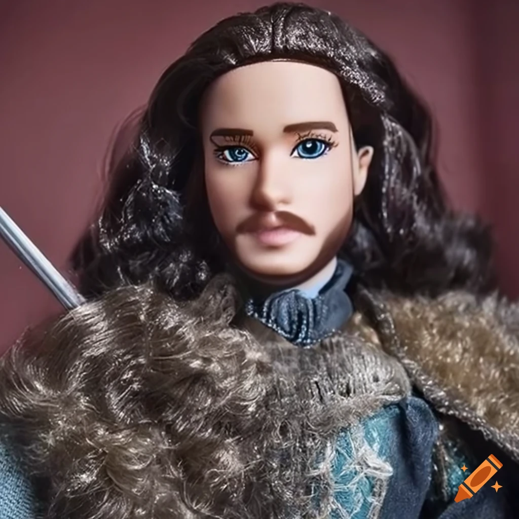 Realistic jon snow barbie doll on Craiyon