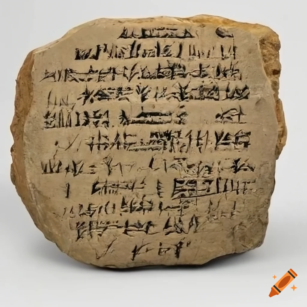 Cuneiform script on a trilobite rock