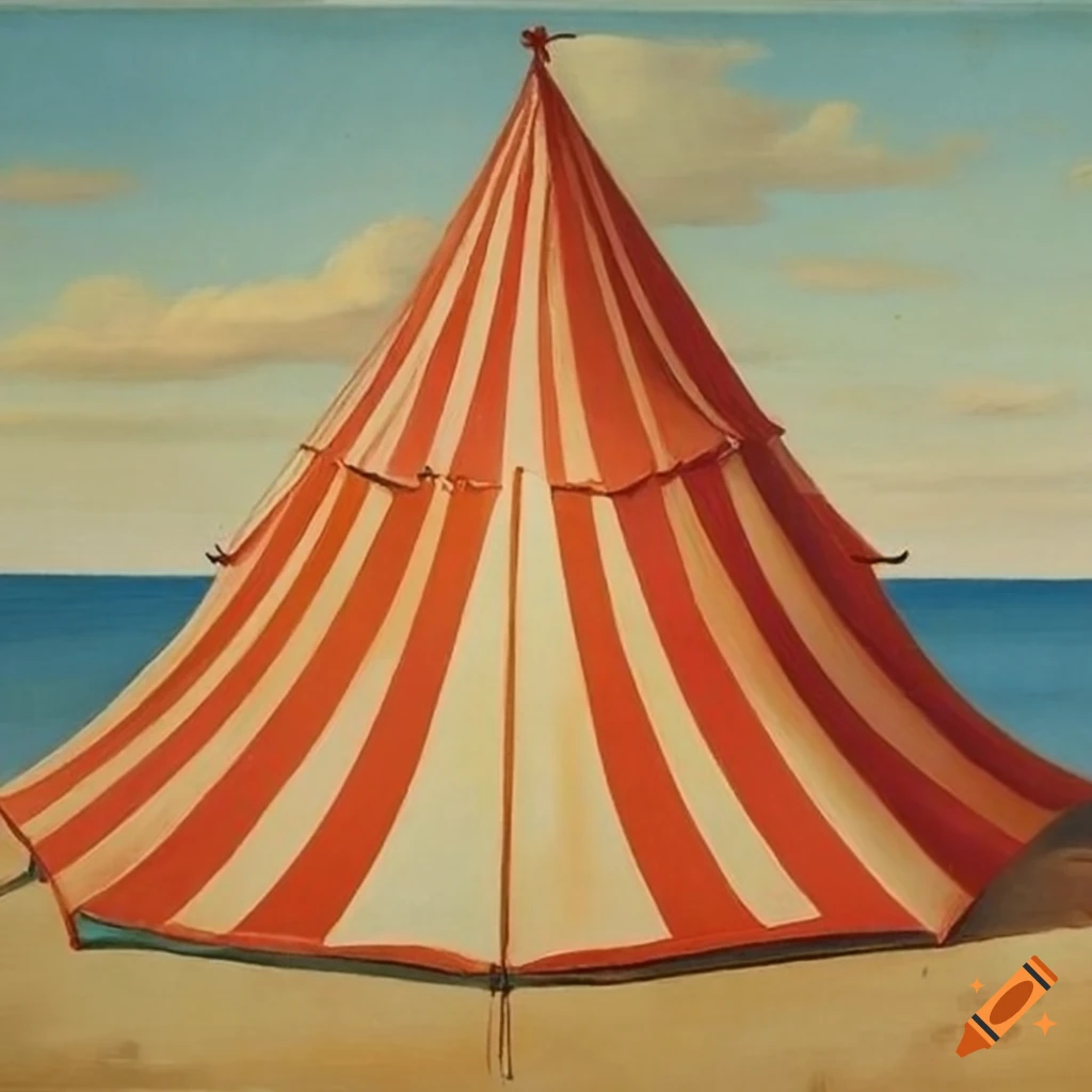Colorful beach circus tent painting by george tooker