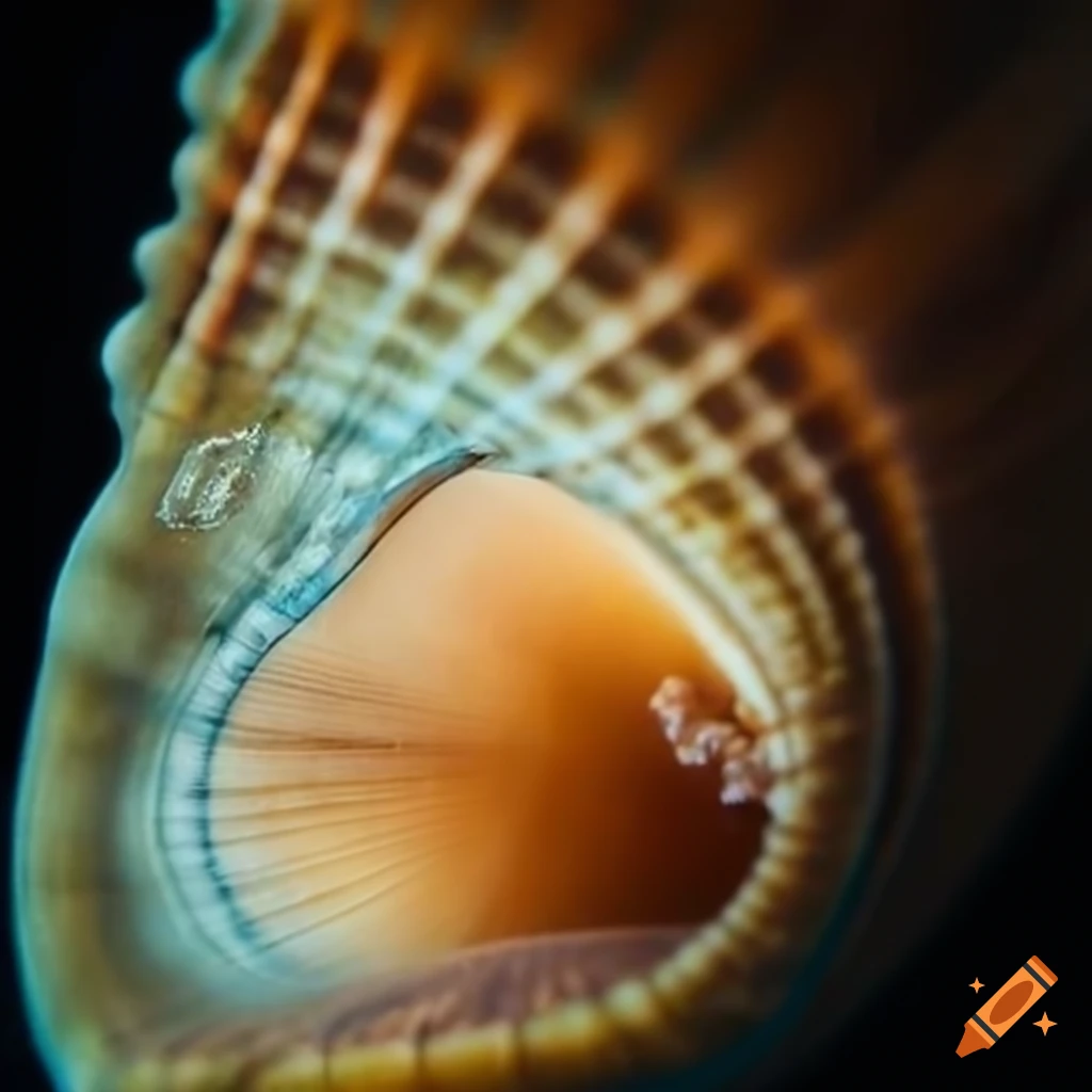 Seashell with psychedelic colors underwater on Craiyon