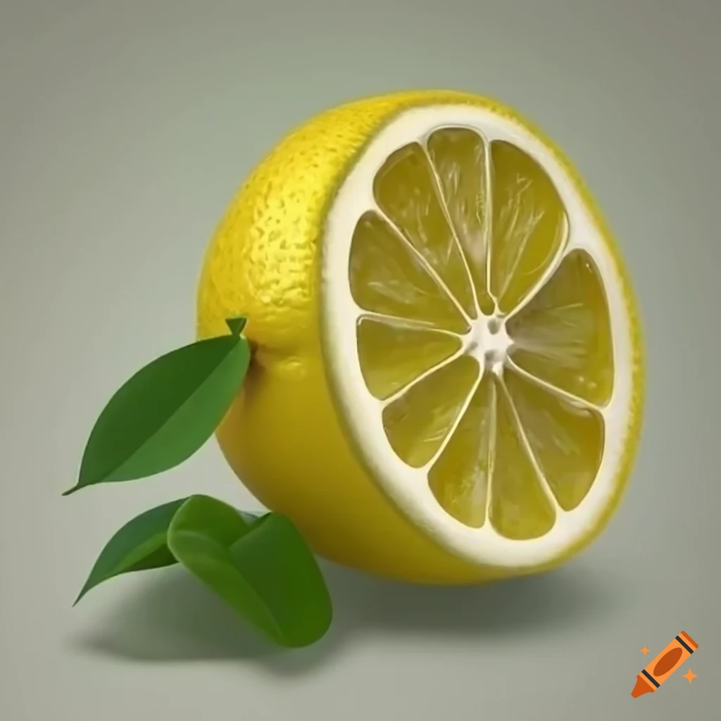 3D icon of a juicy lemon slice on Craiyon