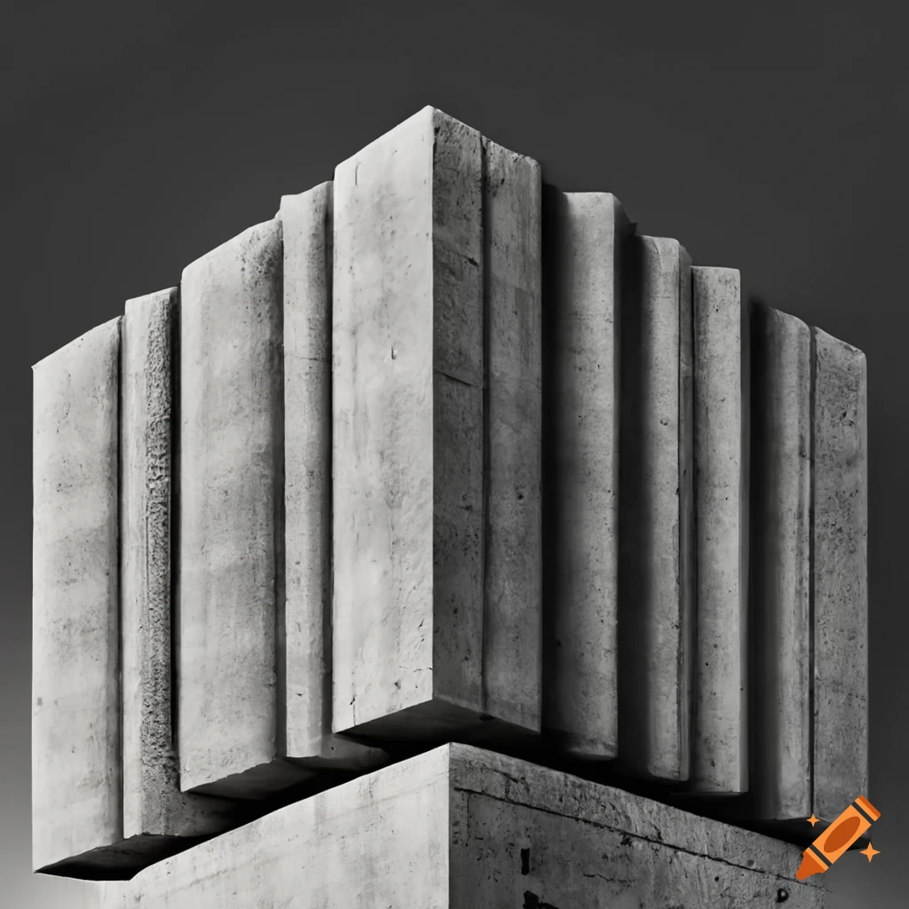Realistic depiction of greek brutalist concrete architecture