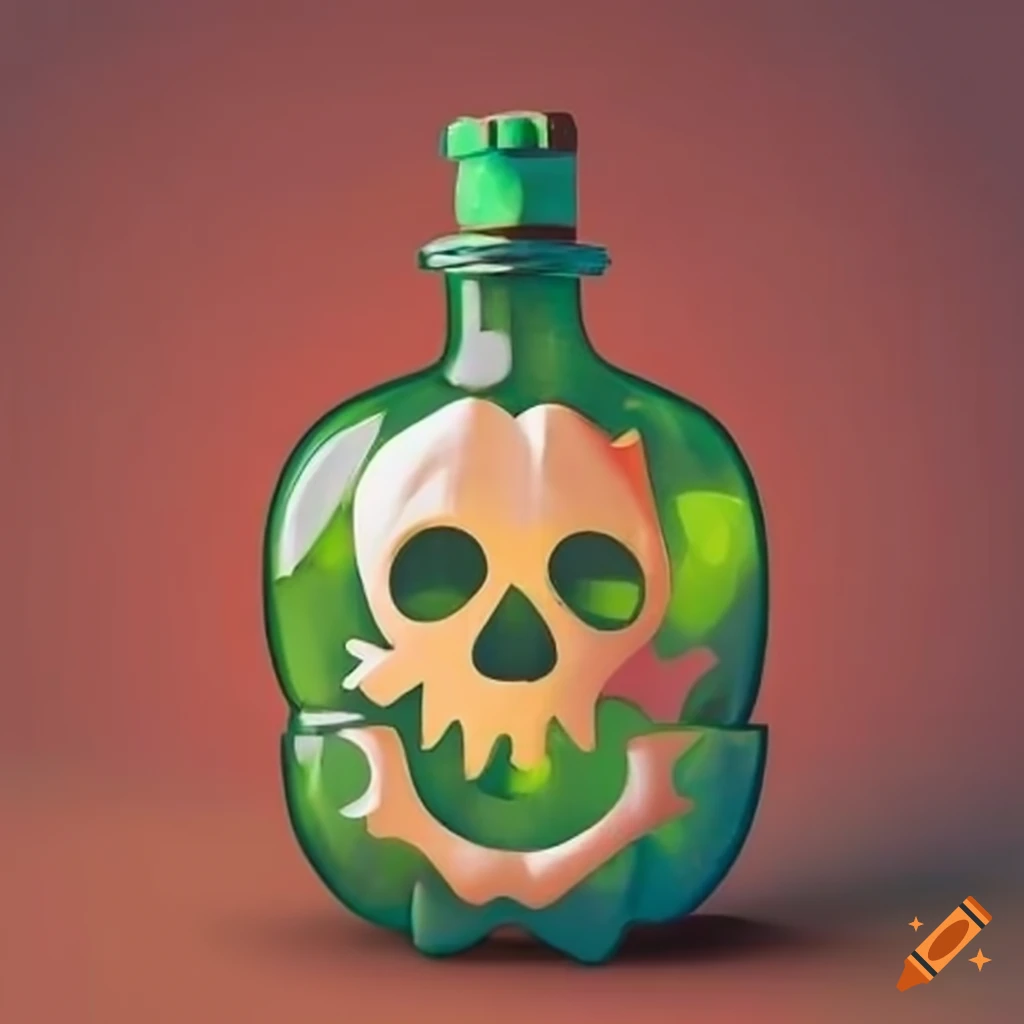 Communist-style poison bottle shaped like a pumpkin artwork
