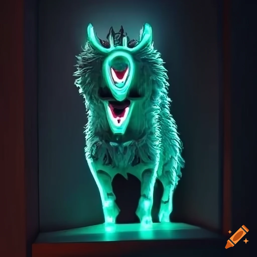Neon werewolf carving artwork on Craiyon