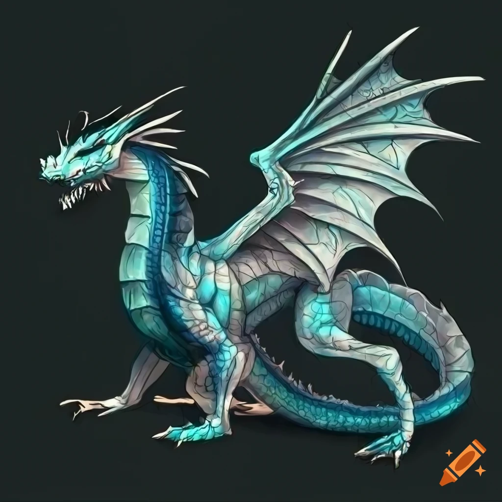 Blue dragon flying on a black background on Craiyon