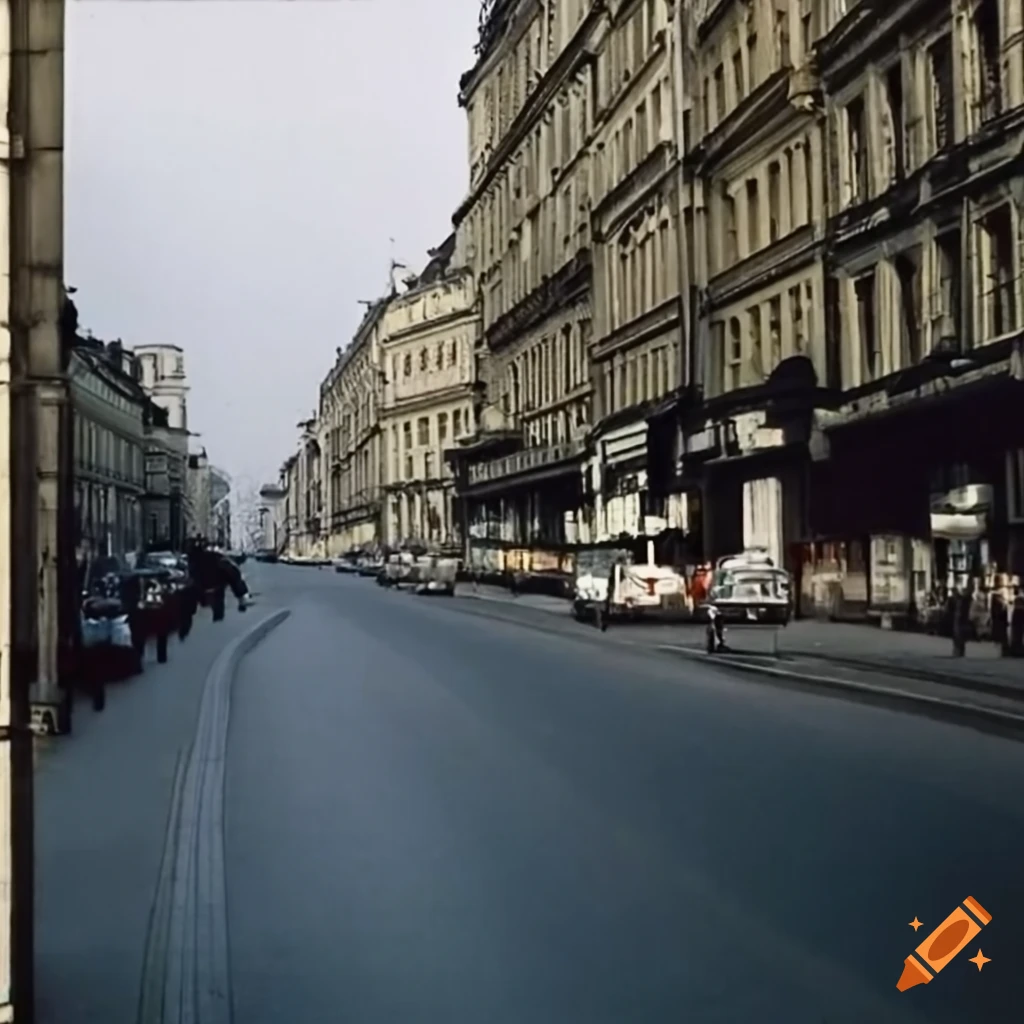 Vintage street view of Warsaw in 1973 on Craiyon