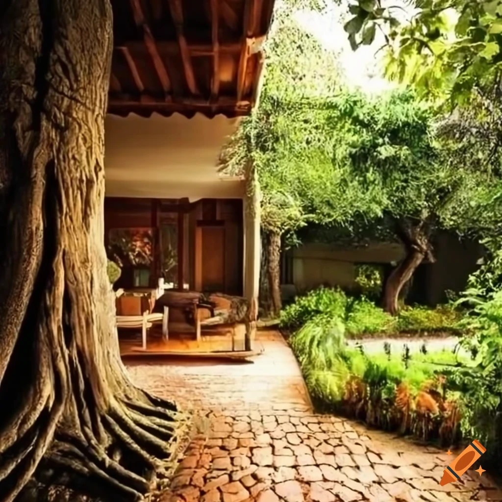 Interior patio of a beautiful old colombian house