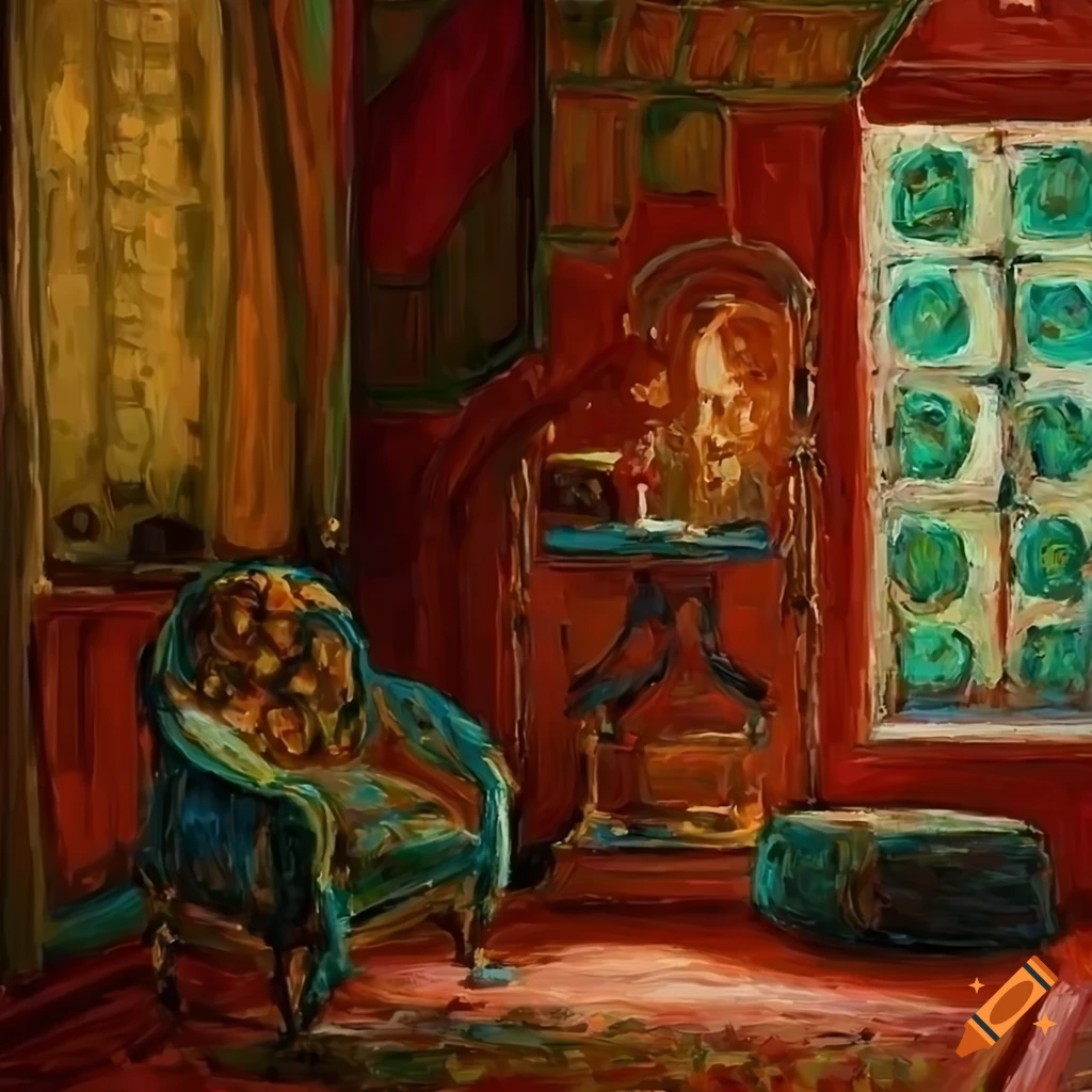 Impressionist painting of a moroccan room interior