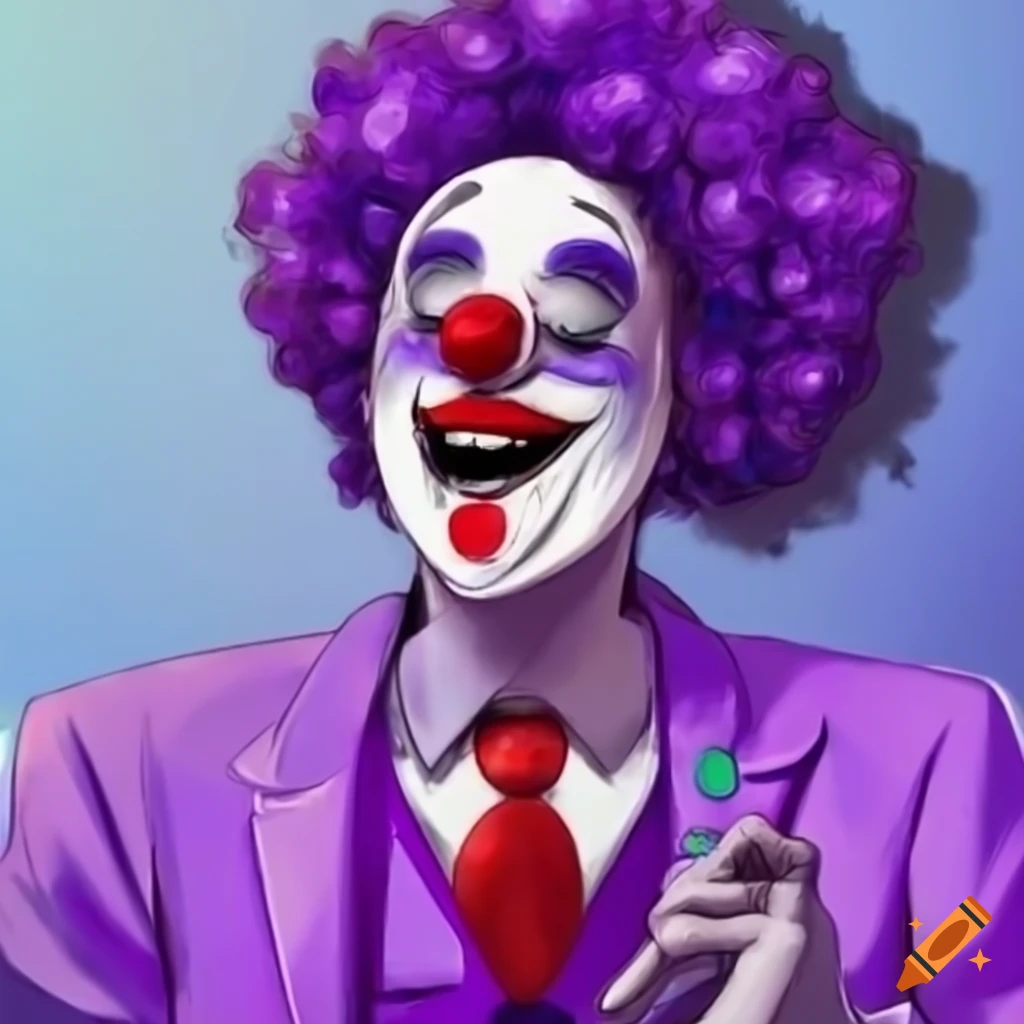 Clown fursona with thick lineart and block shading in a fullbody ...