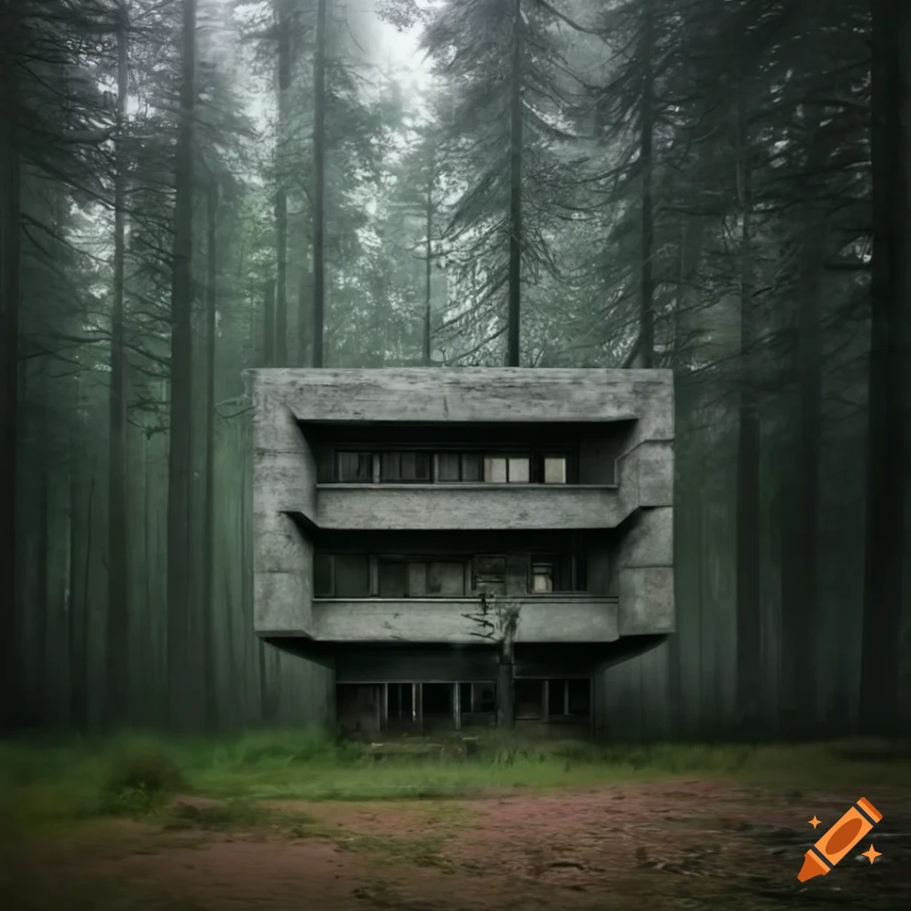 Realistic sci-fi building in the forest on Craiyon