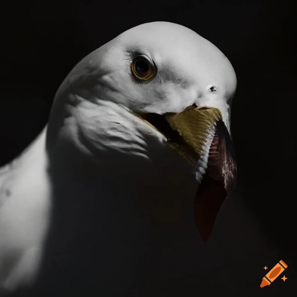 Police mugshot of a seagull on Craiyon