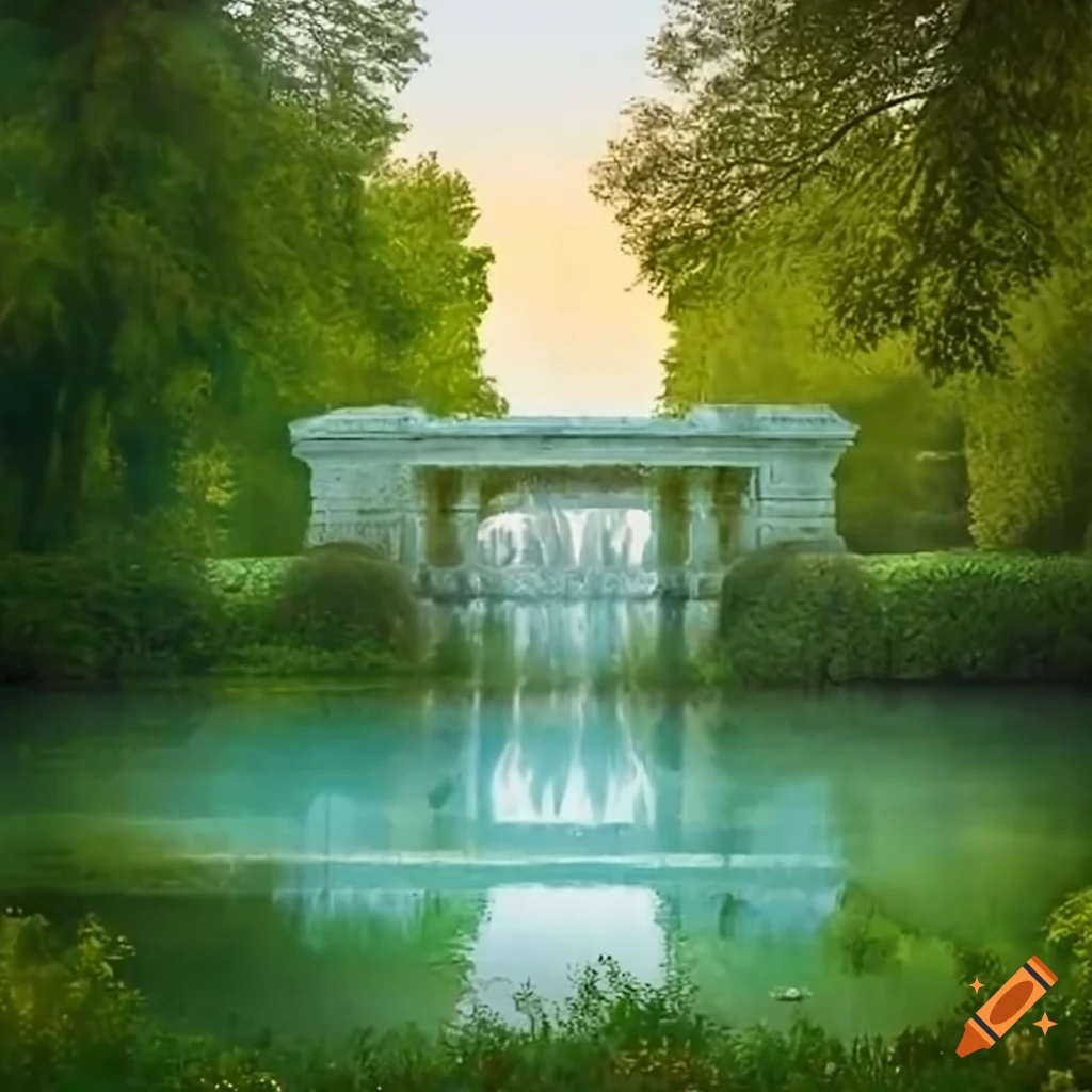 Monet-inspired garden scene through a window on Craiyon