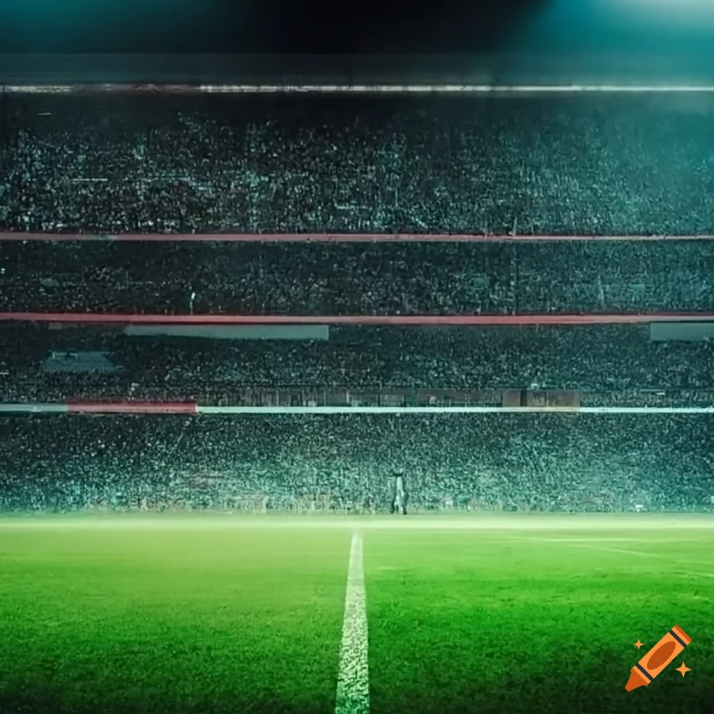 Background for a 2d game. football field, with sky above on Craiyon
