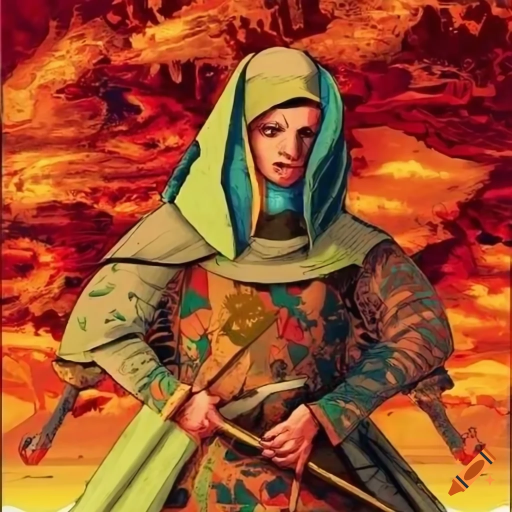 Colorful medieval collage in comic art style on Craiyon