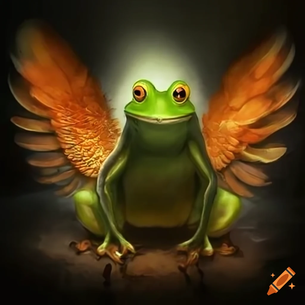 Illustration of a winged frog rising from the ashes