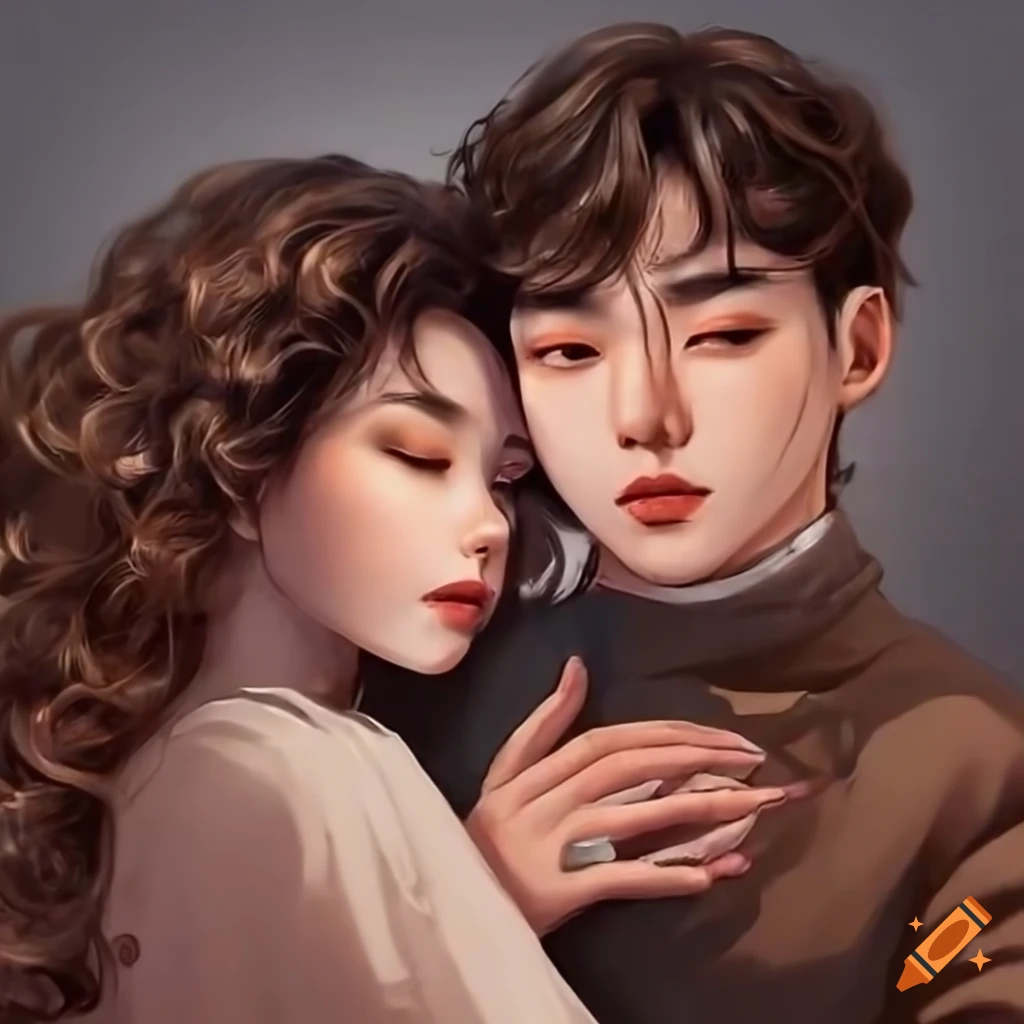 Couple in a romantic hug under starlight on Craiyon