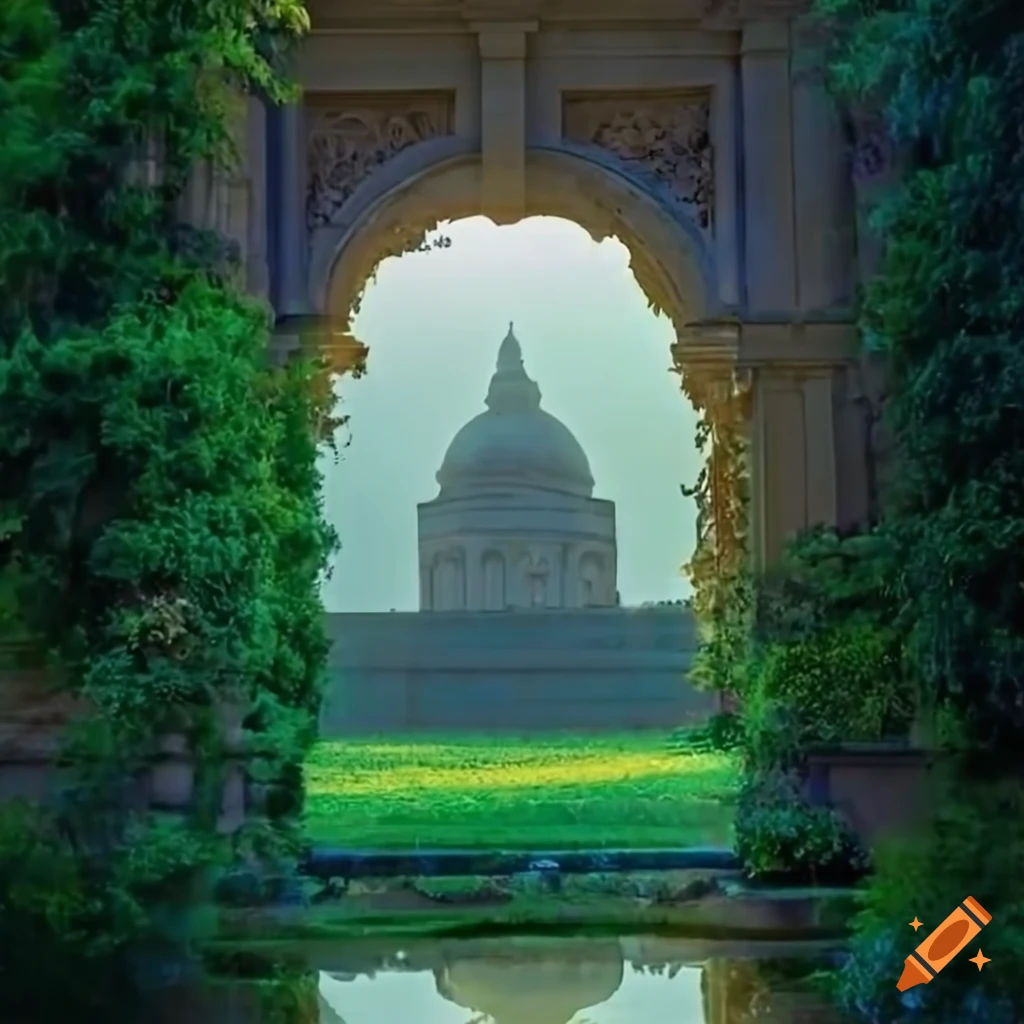 Monet-inspired garden scene through a window on Craiyon