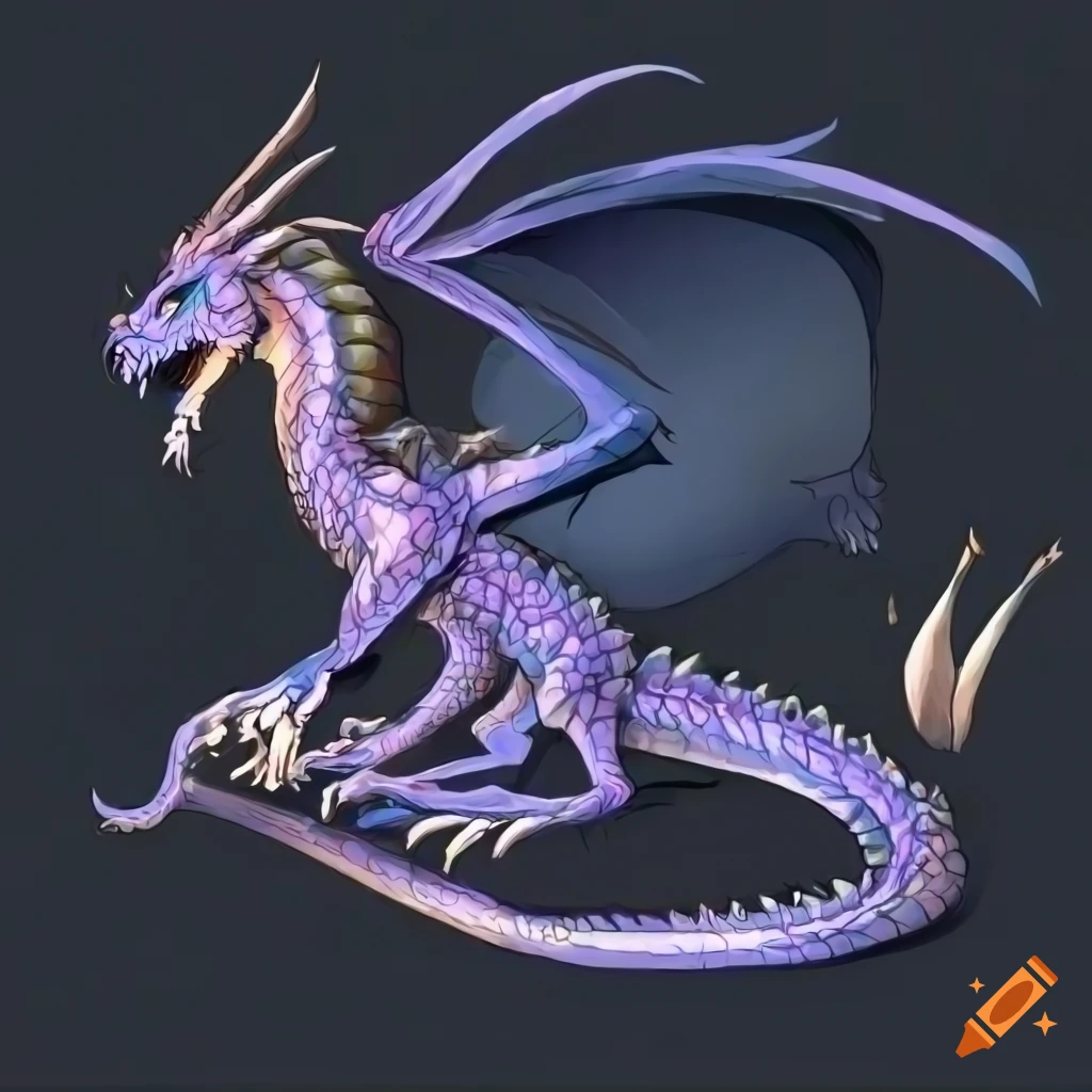 Side view illustration of a detailed dragon design