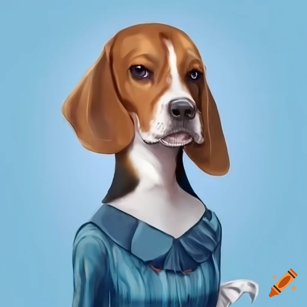 Hyper realistic beagle wearing a dress on Craiyon