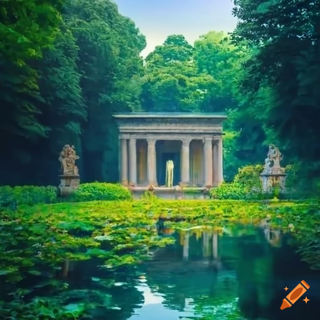 Monet-inspired garden scene through a window on Craiyon