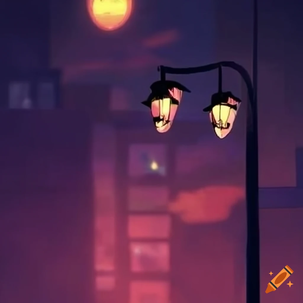 Cartoon Street Lights At Night