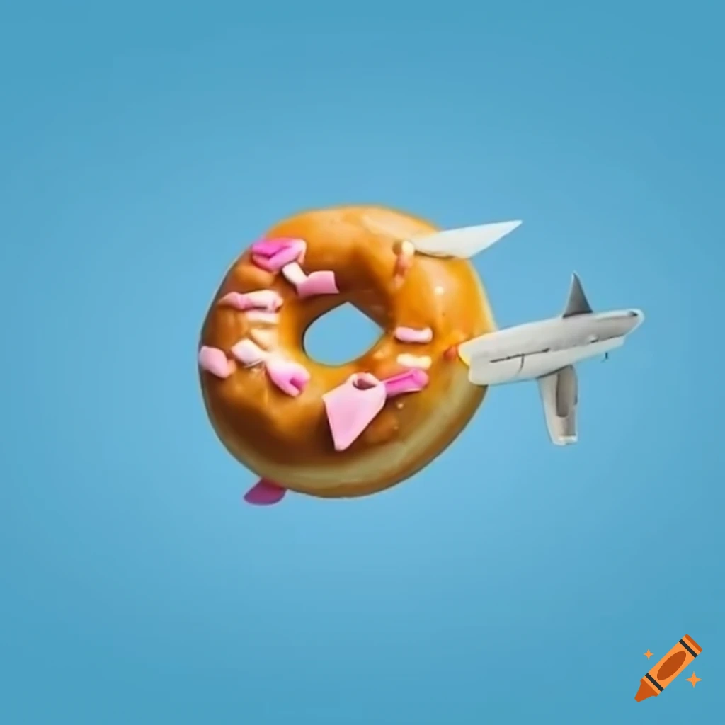 Humorous image of an airplane eating a doughnut on Craiyon