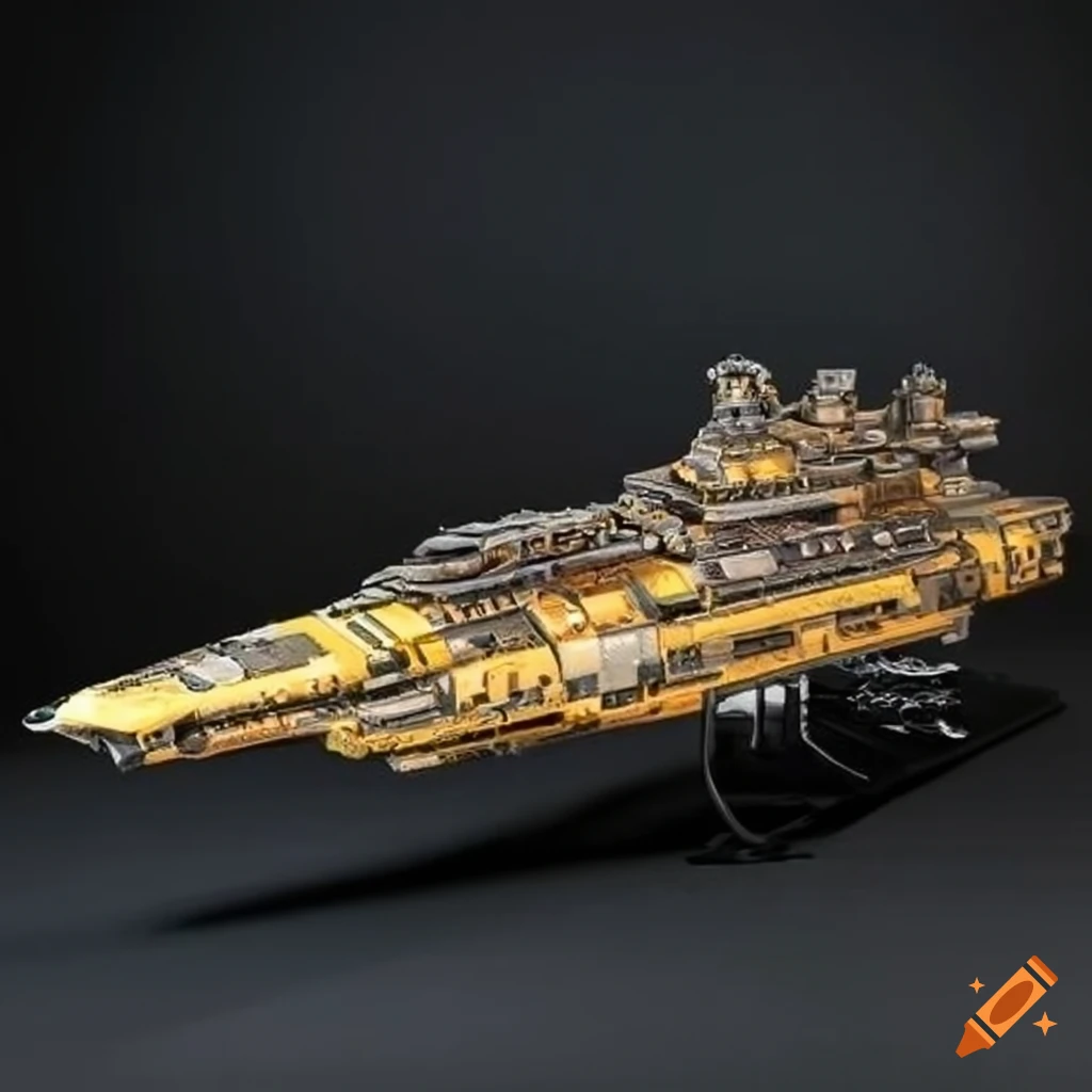 Golden sunbird battleship in aztec retrofuturist design on Craiyon