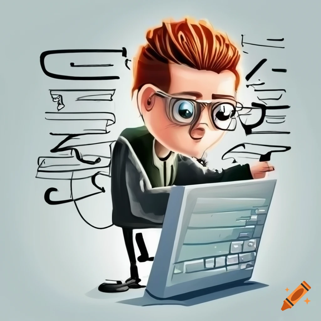 Funny Cartoon Of A Programmer Coding