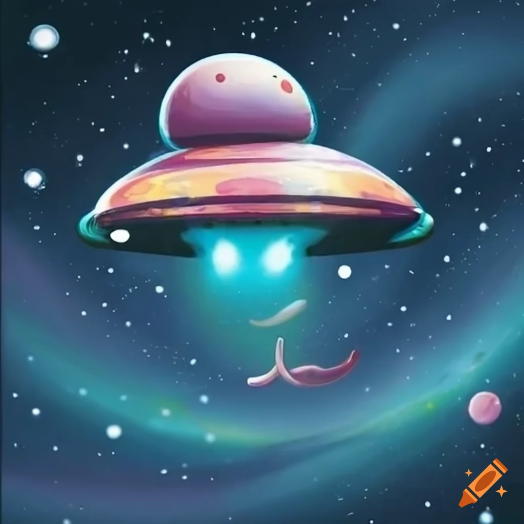 Cute Worm Controlling A Ufo In Space On Craiyon