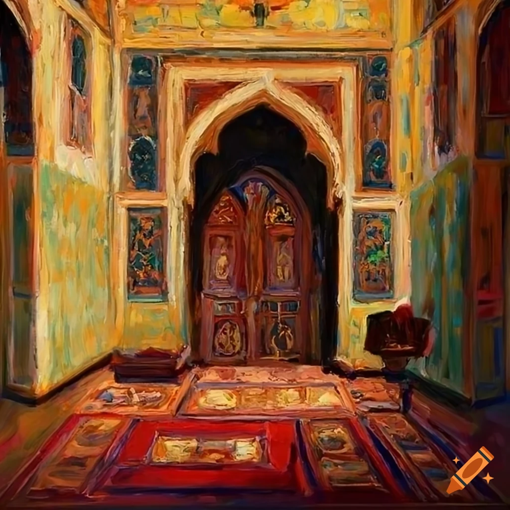 Impressionist painting of a moroccan room interior