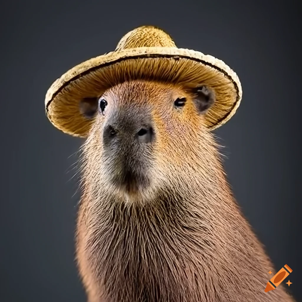 Realistic capybara wearing a sombrero on Craiyon
