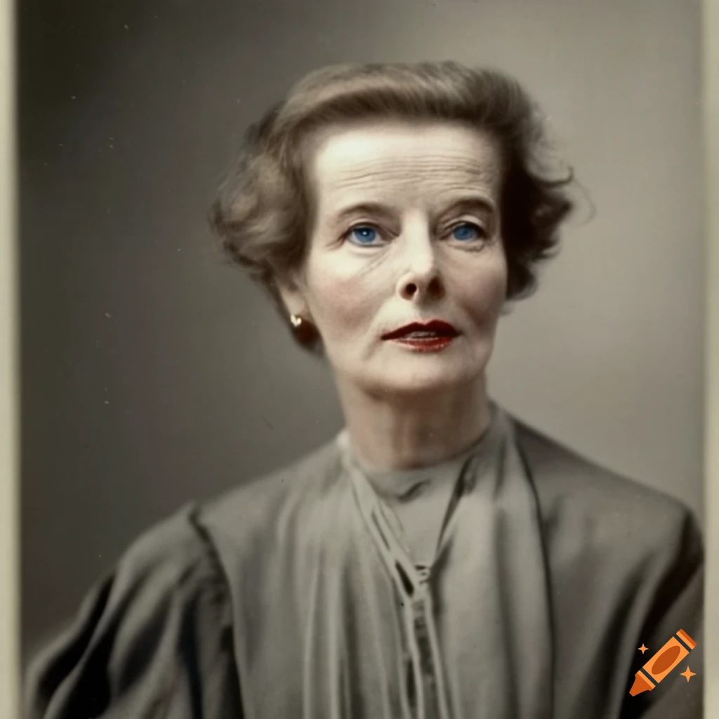 Vintage photograph of Katherine Hepburn as a Victorian botanist on Craiyon